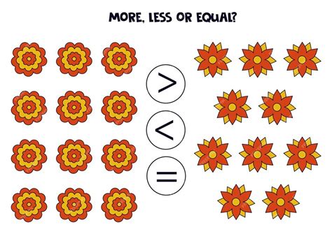 premium vector more less equal with red and yellow flowers