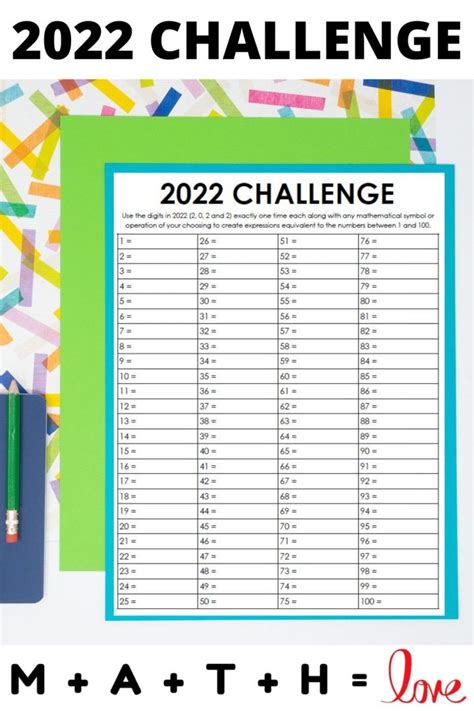2023 Challenge Yearly Number Challenge Math Love