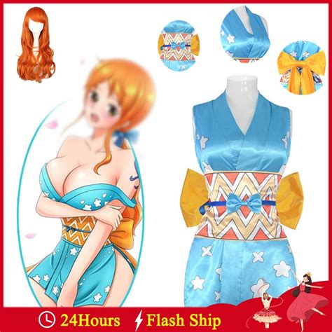 Anime One Piece Nami Wano Cosplay Kimono Para Mulheres Yukata Fantasia