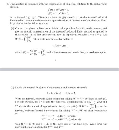 Solved This Question Is Concerned With The Computation Of Chegg
