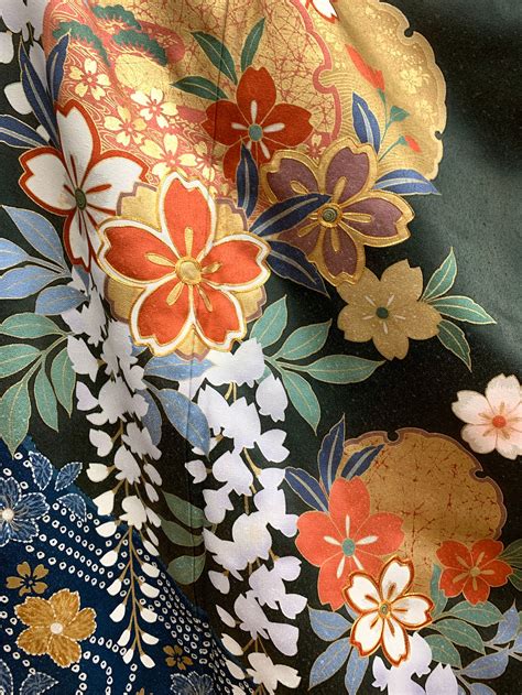 Gorgeous Japanese Furisode Kimono Silk Kimono Kyoto Yuzen Etsy