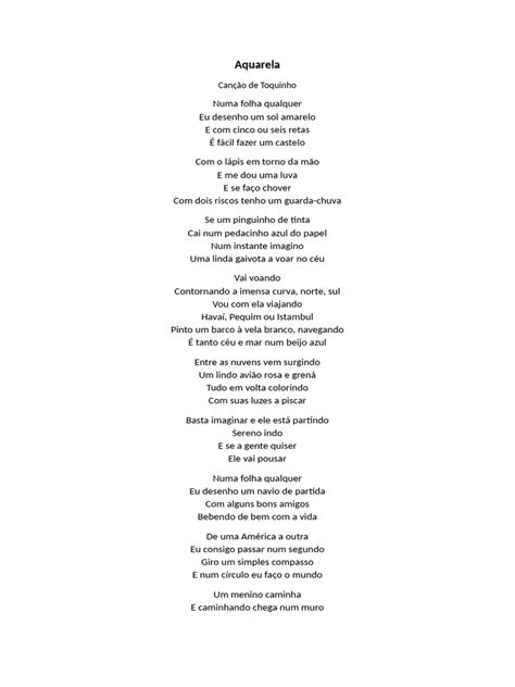 Letra Da Música Aquarela Toquinho Pdf