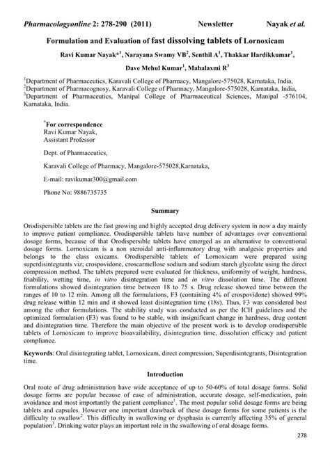 Pdf Formulation And Evaluation Of Fast Dissolving Tablets Of