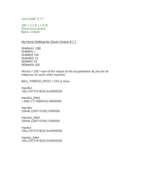 Hp Kernel Settings For Oracle Version 8 1 7 Pdf Teaching Methods