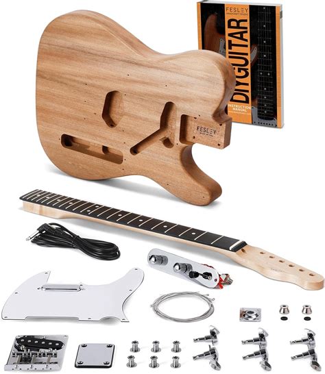 Fesley DIY Electric Guitar Kit With Mahogany Wood Body Neck Electric Guitars For Adults With 6