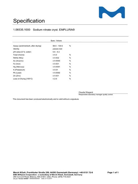 Coa Sodium Nitrate Pdf