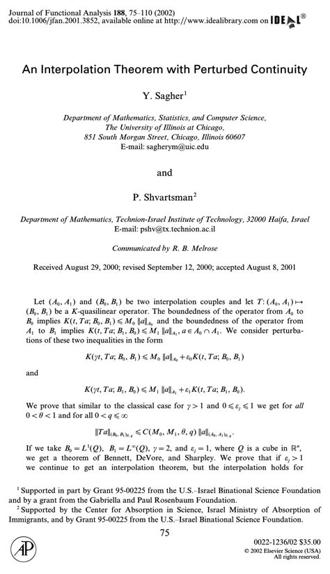 Pdf An Interpolation Theorem With Perturbed Continuity