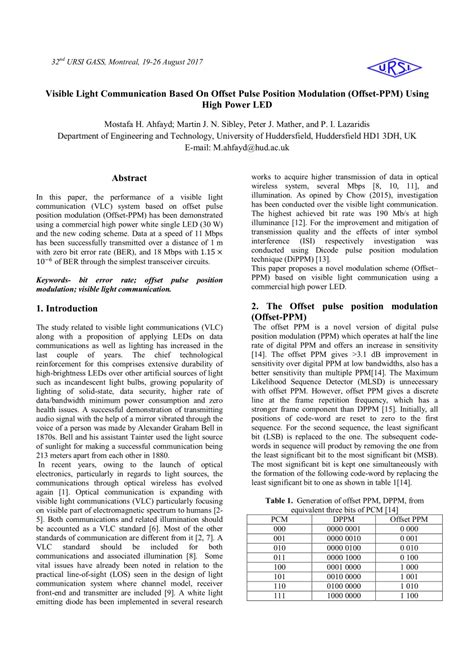 pdf visible light communication based on offset pulse position