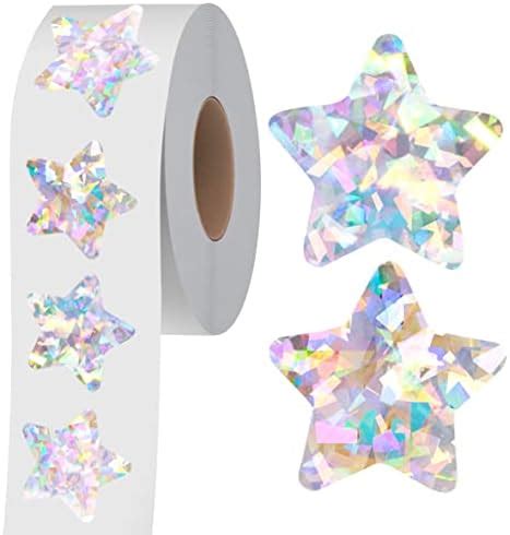 500 Pcs Holographic Silvery Star Stickers Self Adhesive