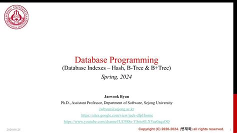 [9-2] 2024-1 Database - Database Indexes 2 - YouTube