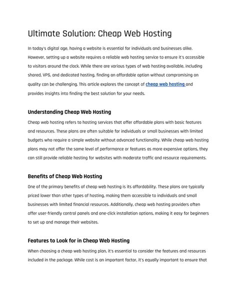 Ppt Affordable Web Hosting Solutions Find The Best Cheap Hosting Plan Powerpoint Presentation