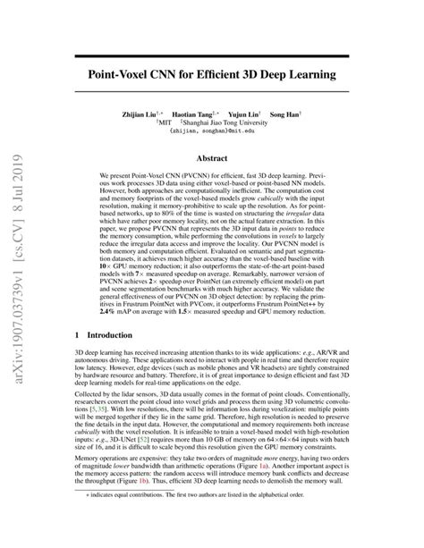 point voxel cnn for efficient 3d deep learning deepai