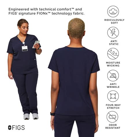 Figs Casma Three Pocket Scrub Top For Women Navy Blue