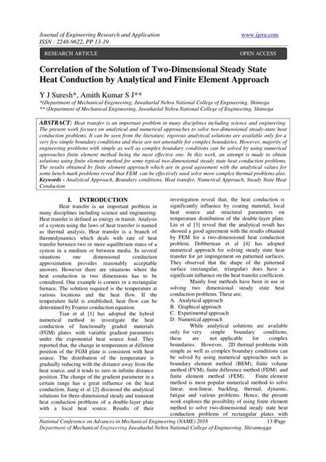Pdf Correlation Of The Solution Of Two Dimensional Steady State Heat Conduction By Analytical