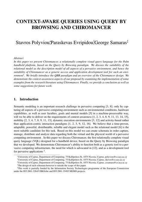 Pdf Context Aware Queries Using Query By Browsing And Chiromancer