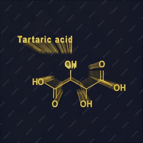 Tartaric Acid Structural Chemical Formula Gold On Dark Background