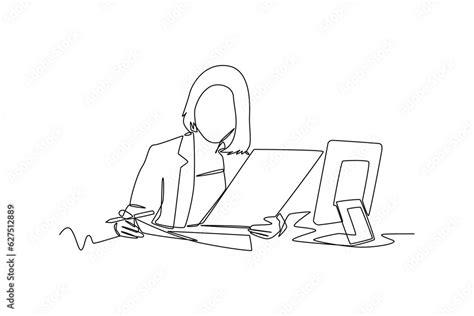 Continuous One Line Drawing Business Concepts Of Analytics Planning Marketing Research Work