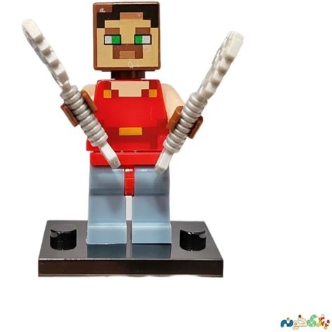 خرید و قیمت مینی فیگور لگو ماین کرافت آدمک قرمز دو تبر بدست وارداتی باز