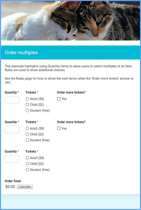 Order Multiples Example Forms Templates Formsite