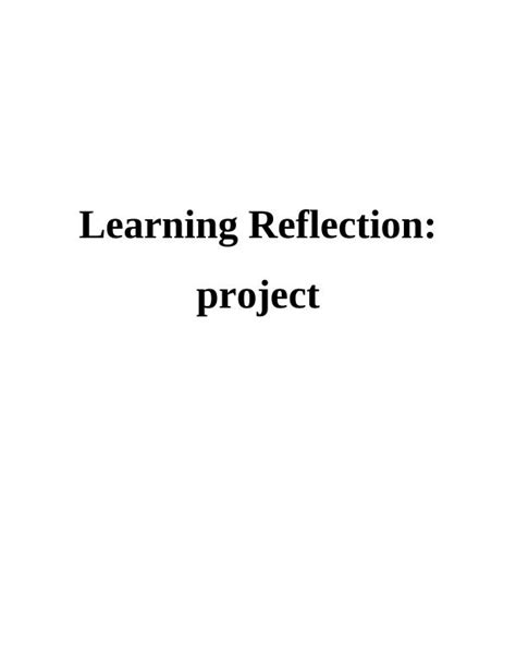 Learning Reflection Project
