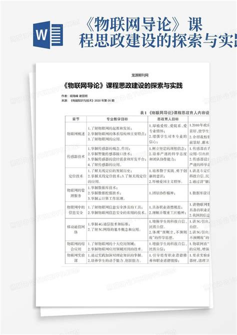 《物联网导论》课程思政建设的探索与实践word模板下载编号loxpvykg熊猫办公
