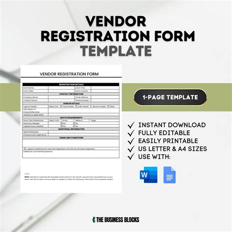 Vendor Registration Form Template Vendor Application Form Vendor