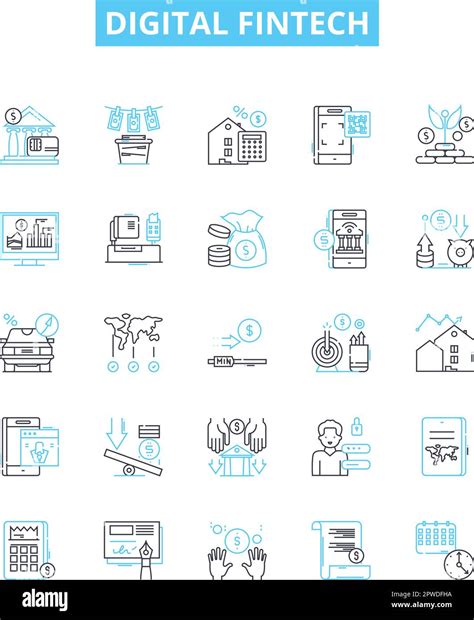 Digital Fintech Vector Line Icons Set Fintech Digital Payments