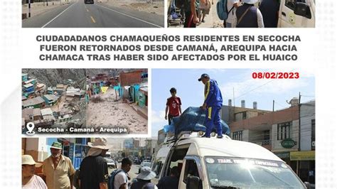 Chamaqueños Residentes En Secocha Fueron Retornados Desde Camana Hasta Chamaca Noticias