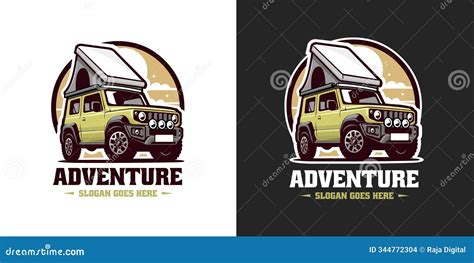 Overland Camper Suv In Outdoor Forest Scenery Vector Isolated