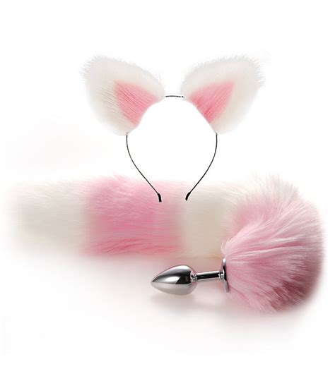 Colorful Anime Sexy Cat Ear Headband Butt Plug Tail Set Sofyee