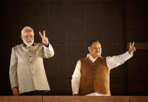 New Delhi Prime Minister Narendra Modi And Bjp National President Jp