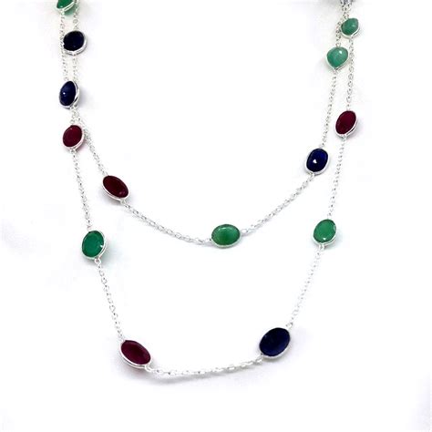 Emerald Ruby Sapphire Necklace