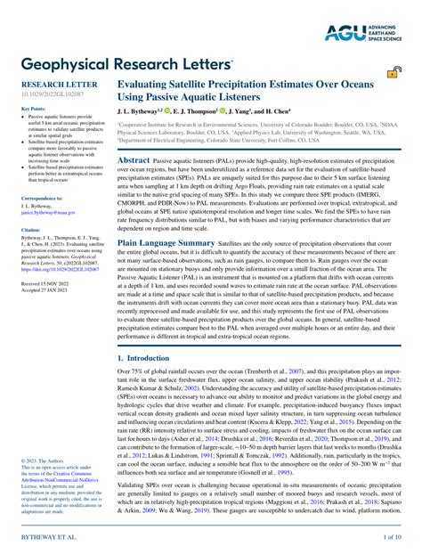 Pdf Evaluating Satellite Precipitation Estimates Over Oceans Using Passive Aquatic Listeners