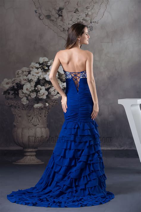 Royal Blue Sweetheart Beaded Prom Gown Formal Evening Dress