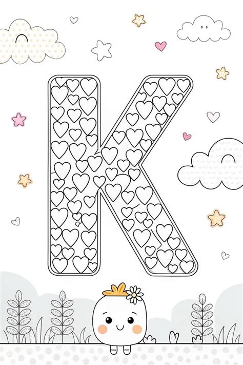 Kawaii Letter K Coloring Page Free Cute And Heart Filled Fun 🎨 In 2025 Coloring Pages