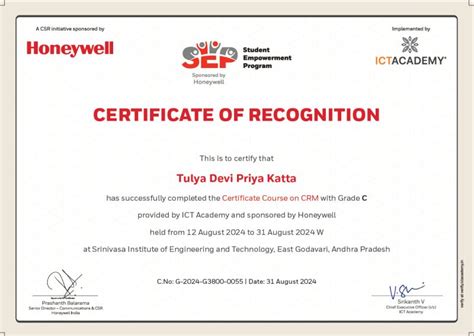 tulya devi priya katta on linkedin crm certification honeywell