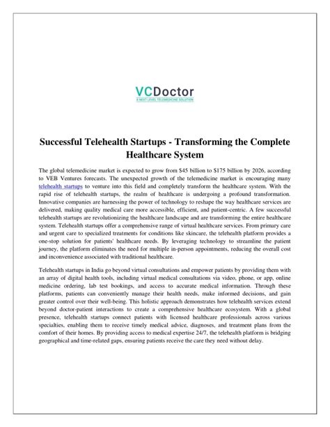 Ppt Successful Telehealth Startups Transforming The Complete
