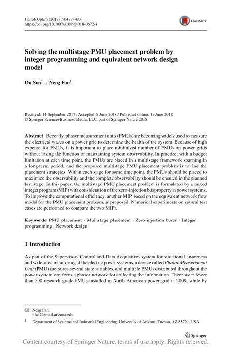 Solving The Multistage Pmu Placement Problem By Integer Programming And Equivalent Network