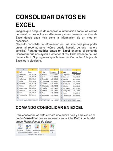Consolidar Datos En Excel Pdf