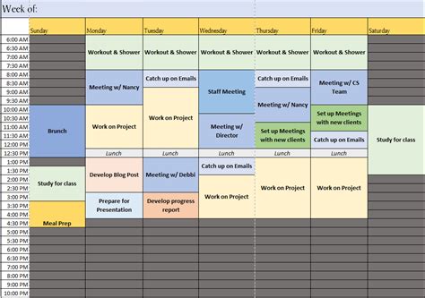 Blocking Chart Template