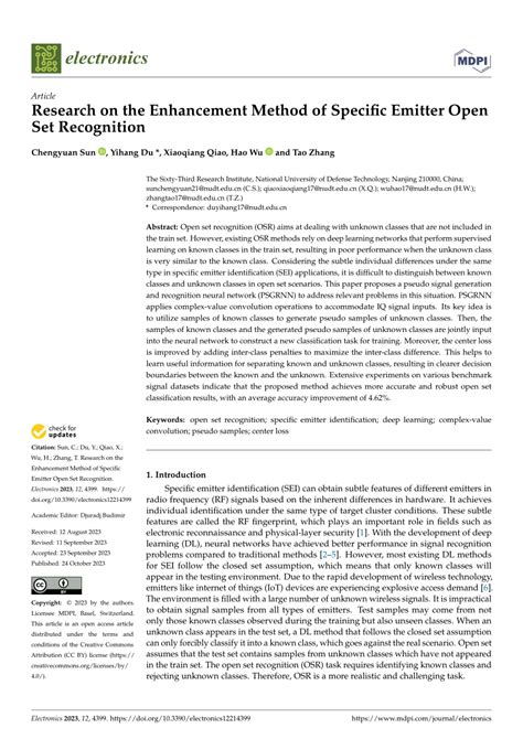 Pdf Research On The Enhancement Method Of Specific Emitter Open Set Recognition