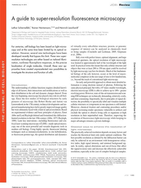 A Guide To Super Resolution Fluorescence Microscopy Docshare Tips