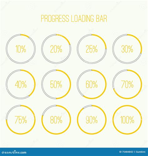 Percent Loader Round Progress Bar For Upload And Download Application Ui Circle Indicator With