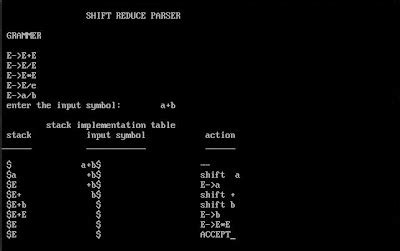 Rd Year Cse Lab Programs Shift Reduce Parser