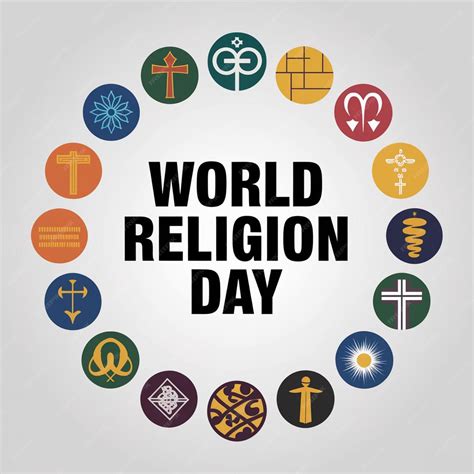 A Circle Of Different Religious Symbols With A Circle Of Symbols Around