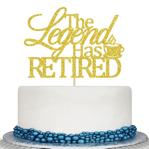 Buy Gold Glitter The Legend Has Retired Cake Topper Happy Retirement
