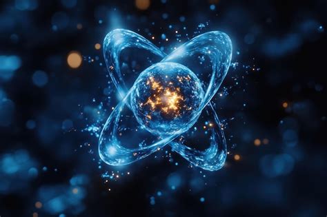Abstract Atom Structure Quantum Physics Visualization Premium Ai Generated Image