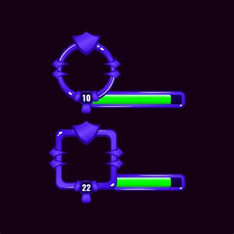 Premium Vector Shield Game Ui Border Frame With Level And Progress Bar