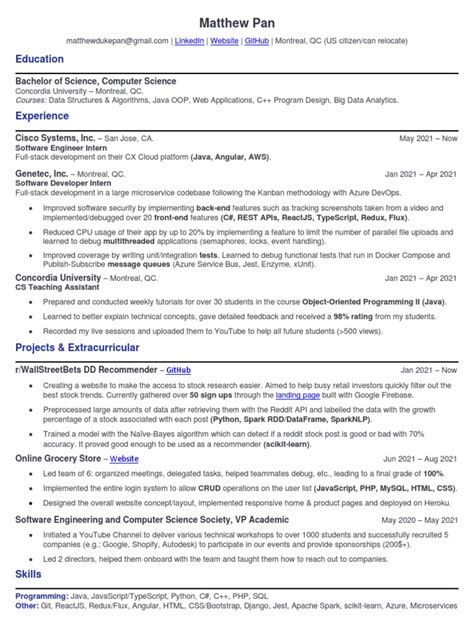 Matthewpan Resume Pdf Software Apache Spark