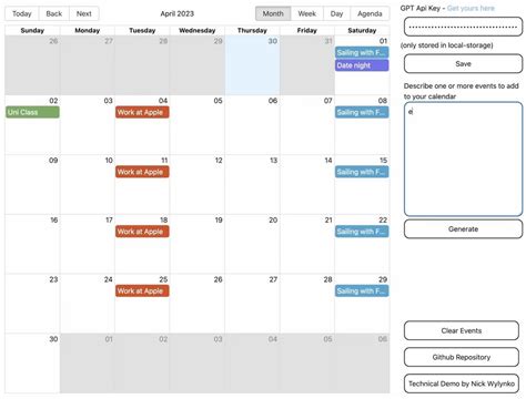 Hooked Gpt Up To A Calendar Easily Tell It Any Event Or Events Your